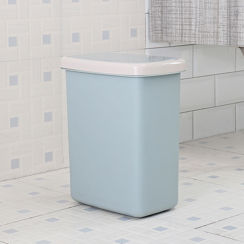 Narrow row of plastic buckets